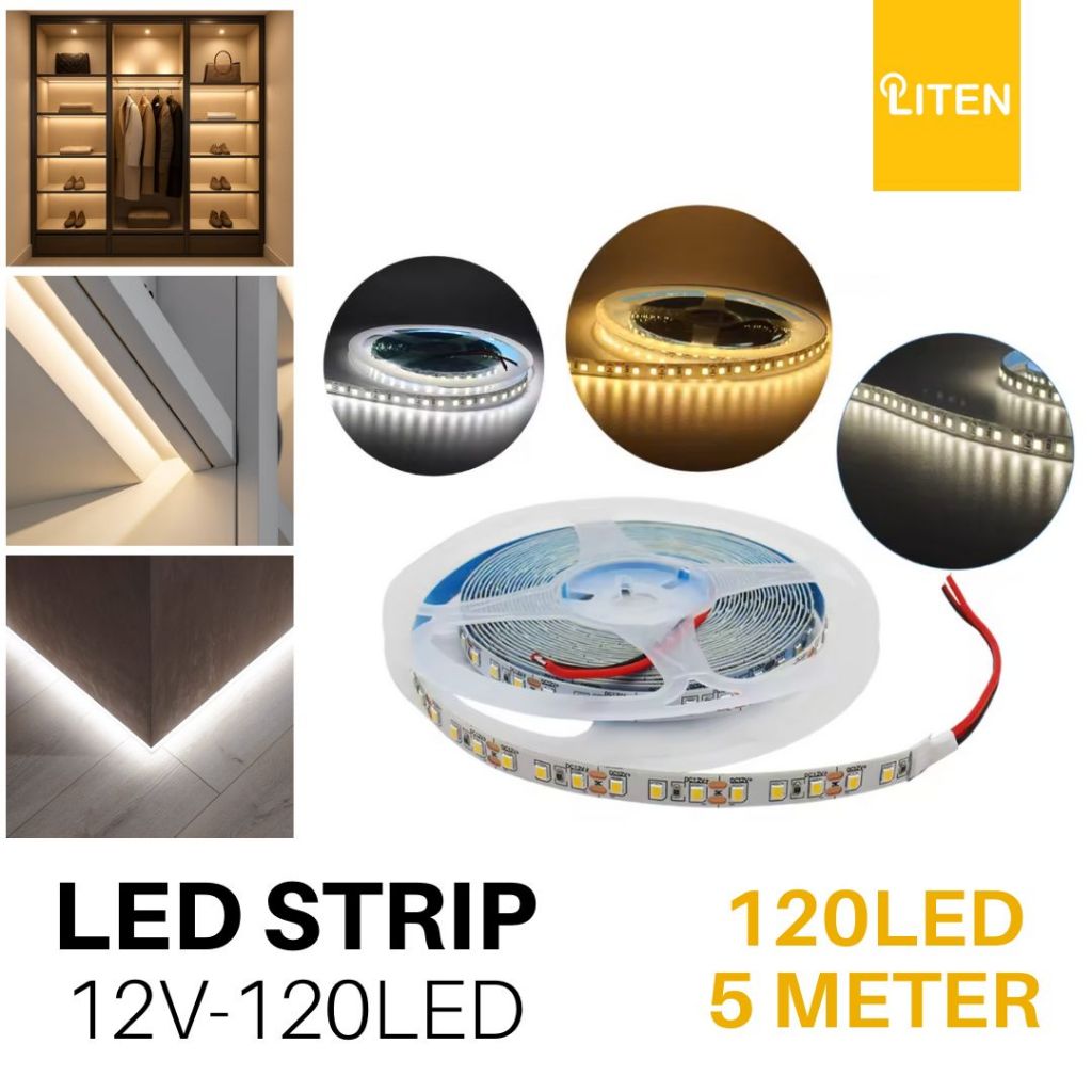 Jual Lampu Strip 12V 2835 5050 LED SMD LED Strip 120 LED DC 12 Volt 5 ...