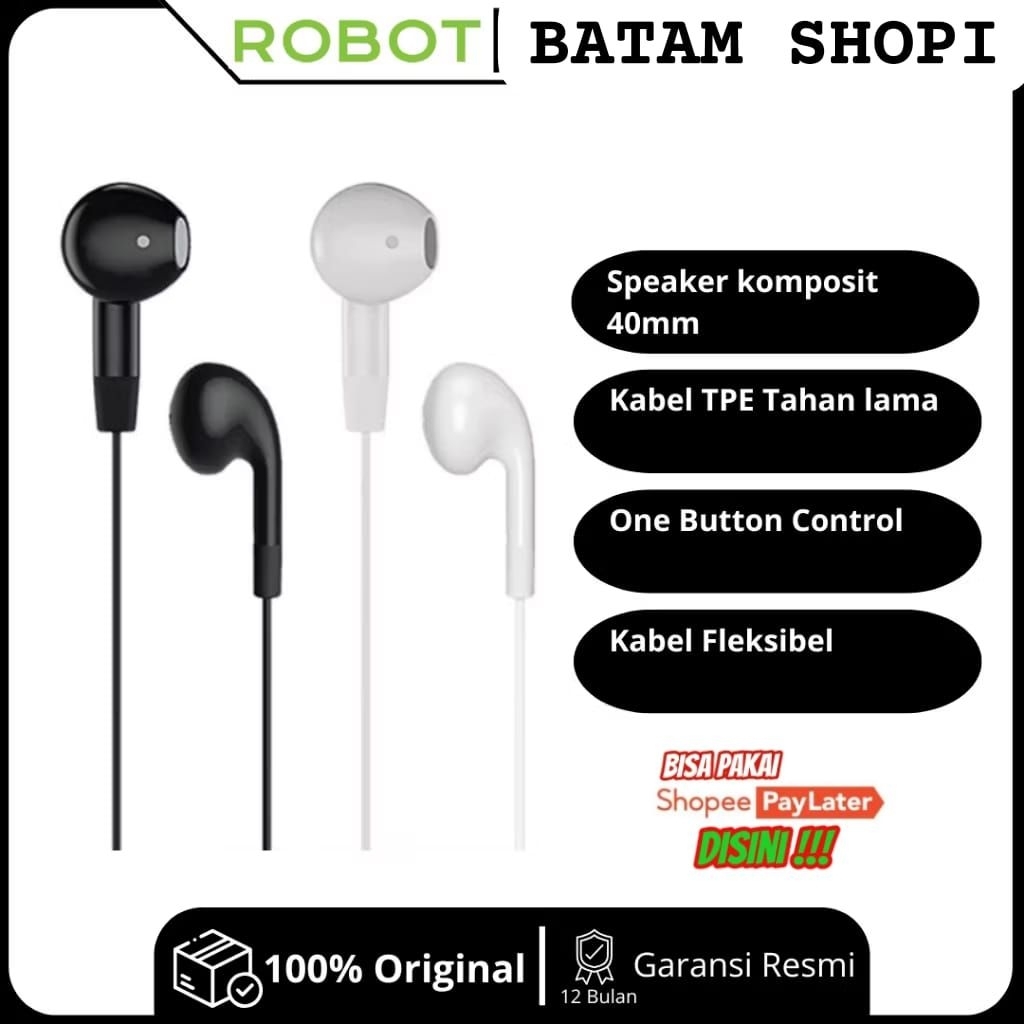 Jual ROBOT WIRED HEADSET RE50 WHITE / BLACK | Shopee Indonesia