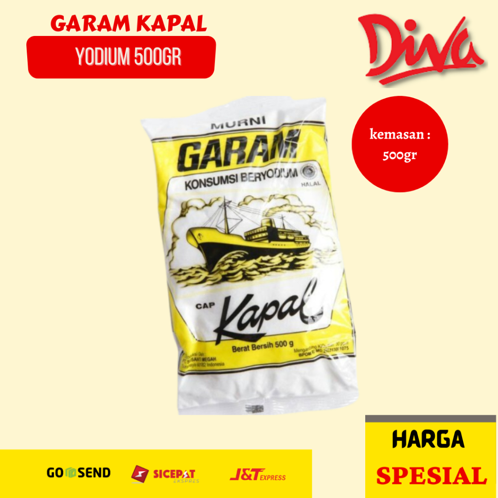 Jual Garam Meja Beryodium Cap Kapal 500gr | Garam Kapal | Shopee Indonesia