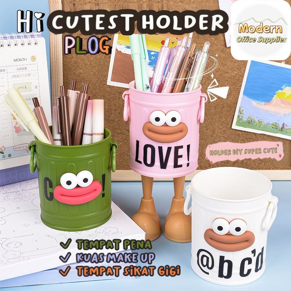 Jual Tempat Pensil Bucket Pen Holder Ember Retro Desk Organizer Tong ...