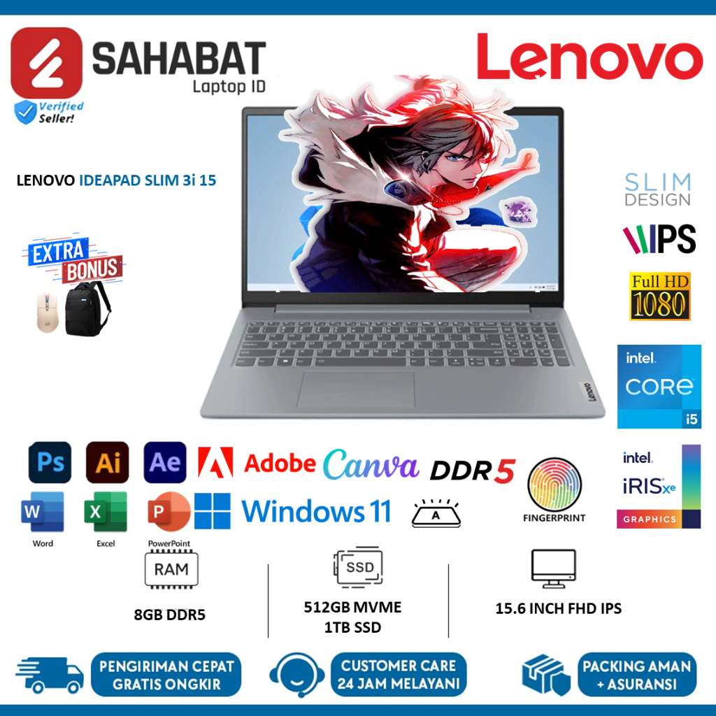 Jual Promo Laptop Lenovo Ideapad Slim 3i 15 Intel Core i5 1334U 16GB ...