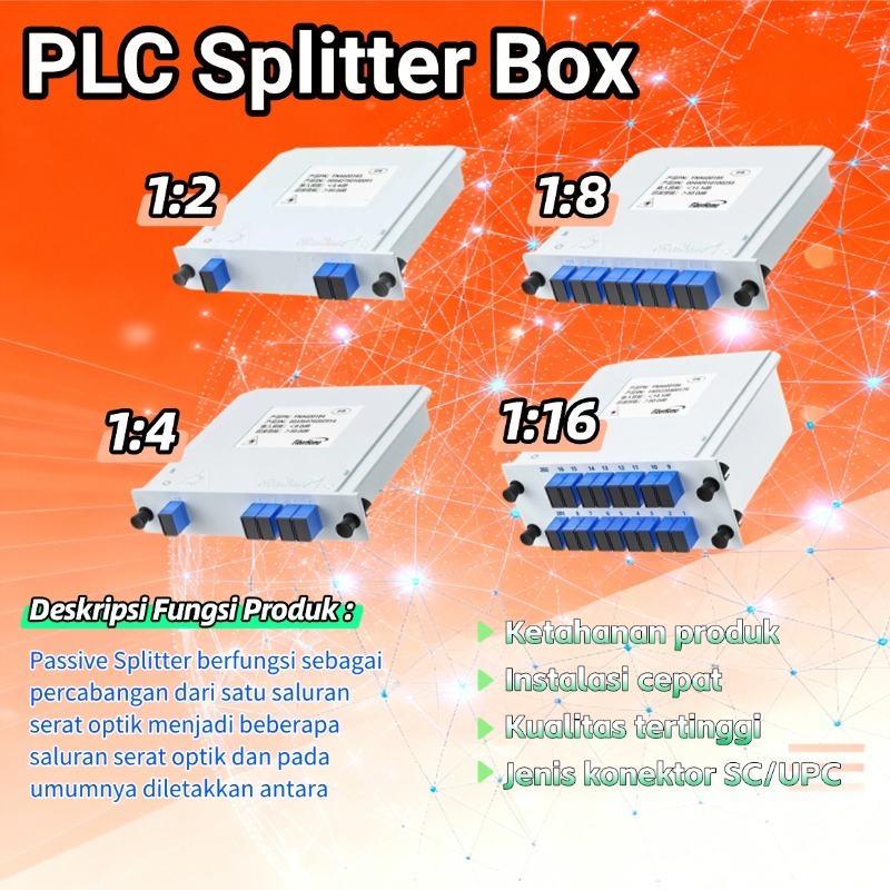 Jual Passive Splitter Box (1x2, 1x4, 1x8, 1x16) SC UPC / SC UPC Fiber ...