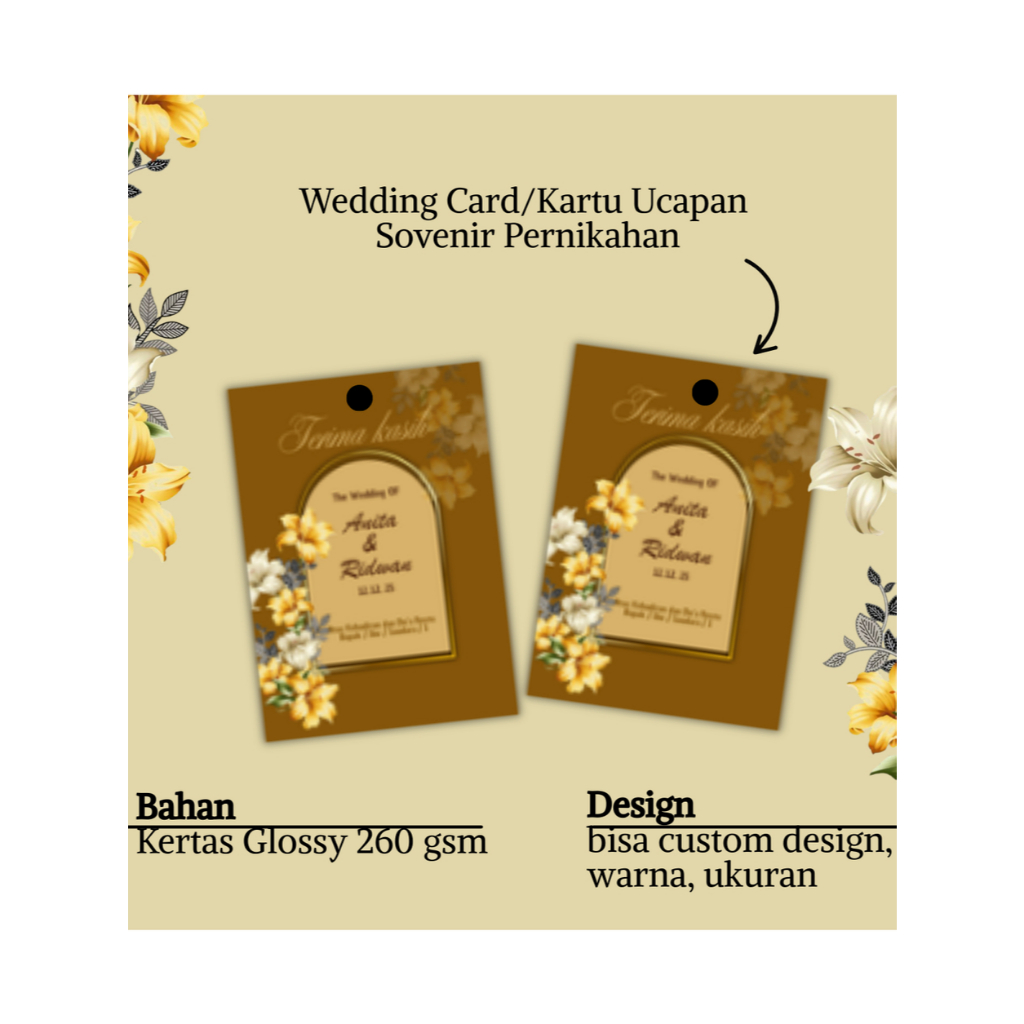 Jual Wedding Card / Kartu Sovenir Murah untuk segala acara Free (custom ...