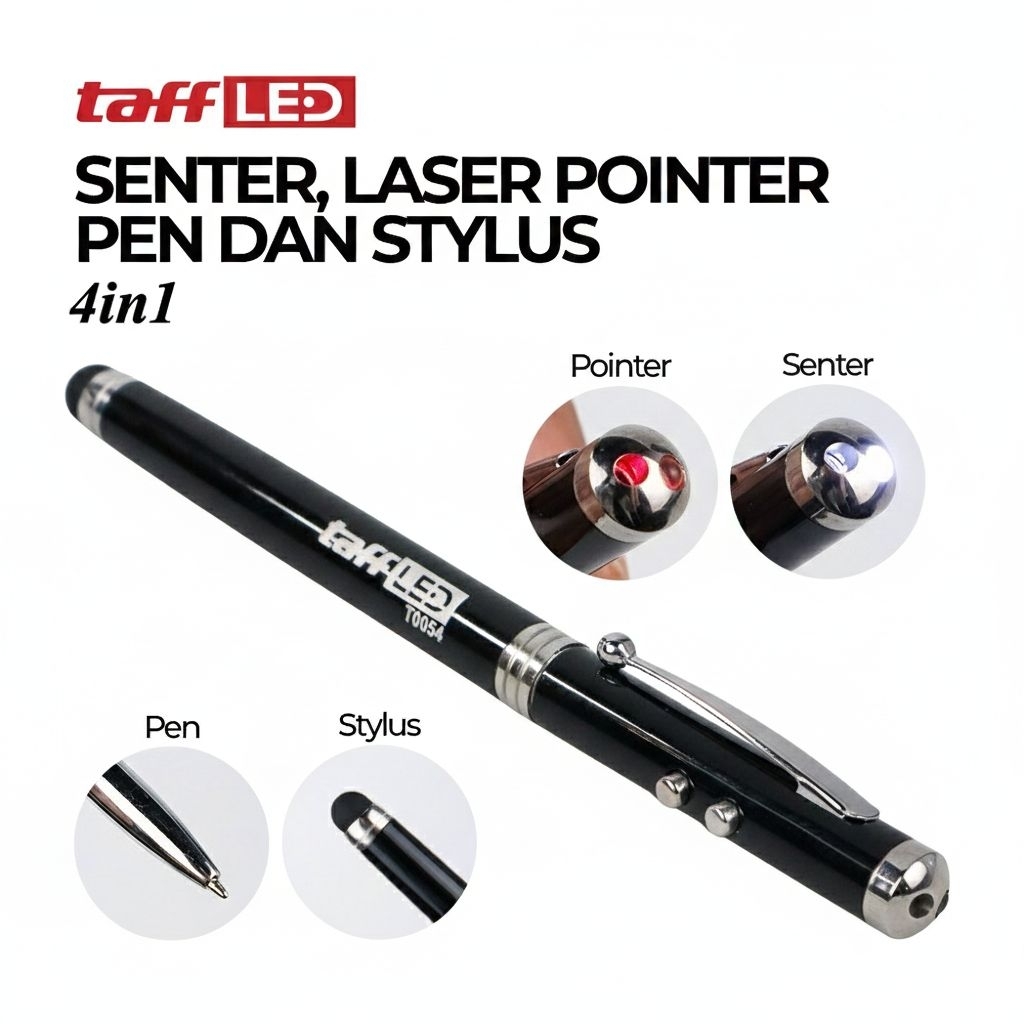 Jual Pena Stylus Sentuh Layar Laser Pointer Senter LED Multifungsi ...