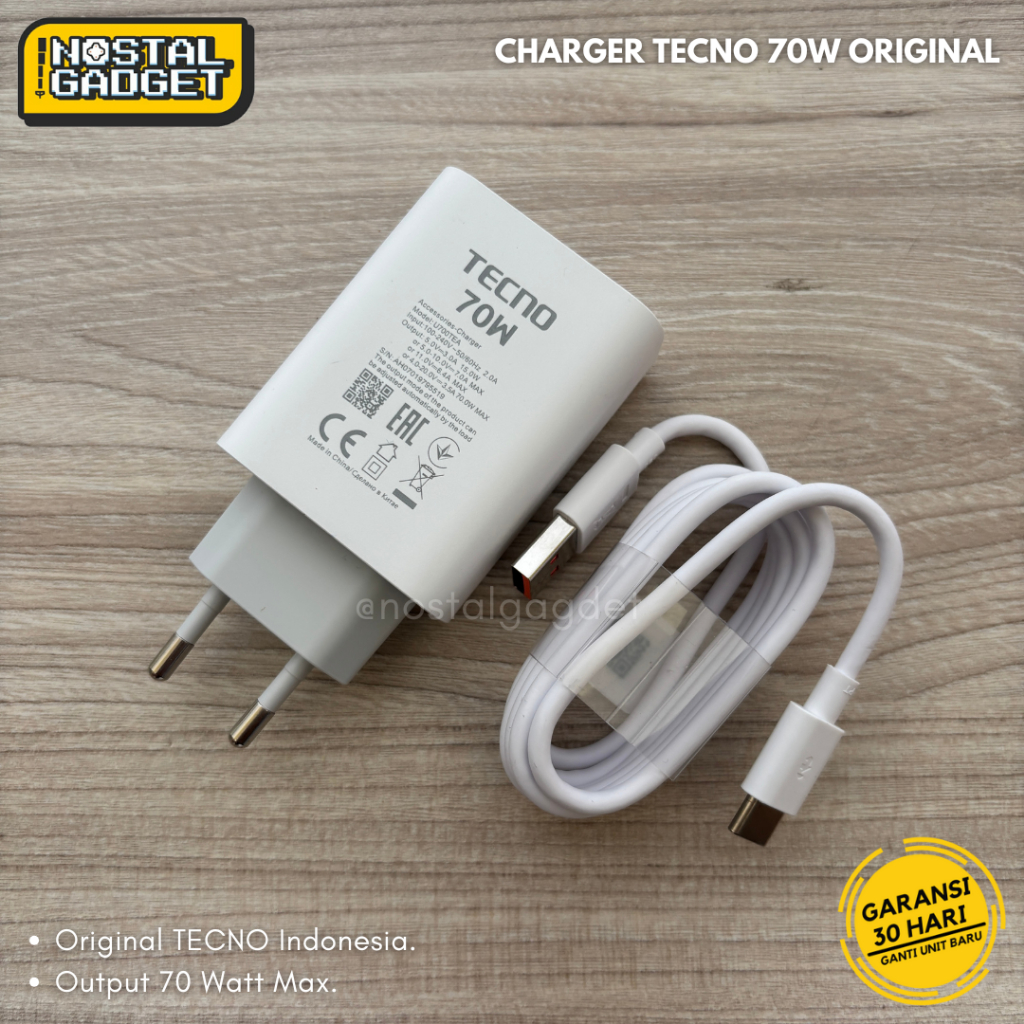 Jual Charger TECNO 70W POVA 6 PRO 5G | POVA 7 ULTRA 5G Fast Charging ...