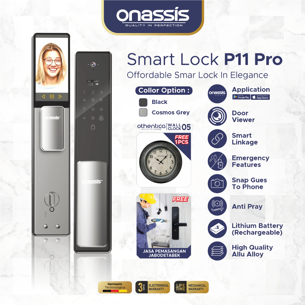 Jual ONASSIS SMART LOCK P11 PRO CAMERA BUILT IN | KUNCI PINTAR DENGAN ...