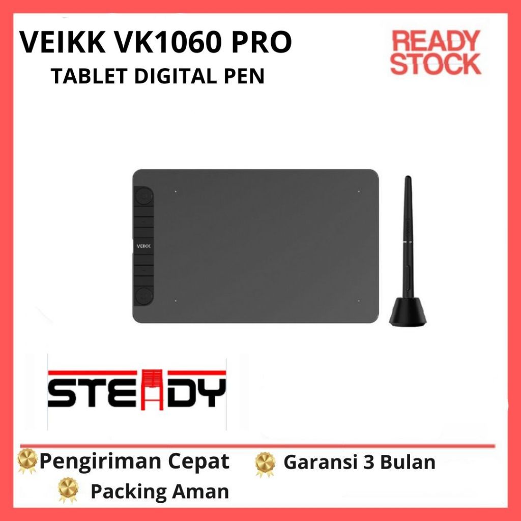 Jual VEIKK VK1060 PRO Digital Graphic Drawing Pen Tablet 250 RPS 10x6 ...