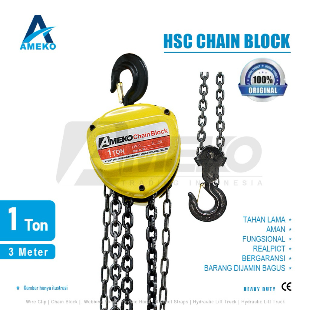 Jual HSC CHAIN BLOCK KAPASITAS (1 TON x 3 METER, 1 TON x 6 METER, 1 TON ...