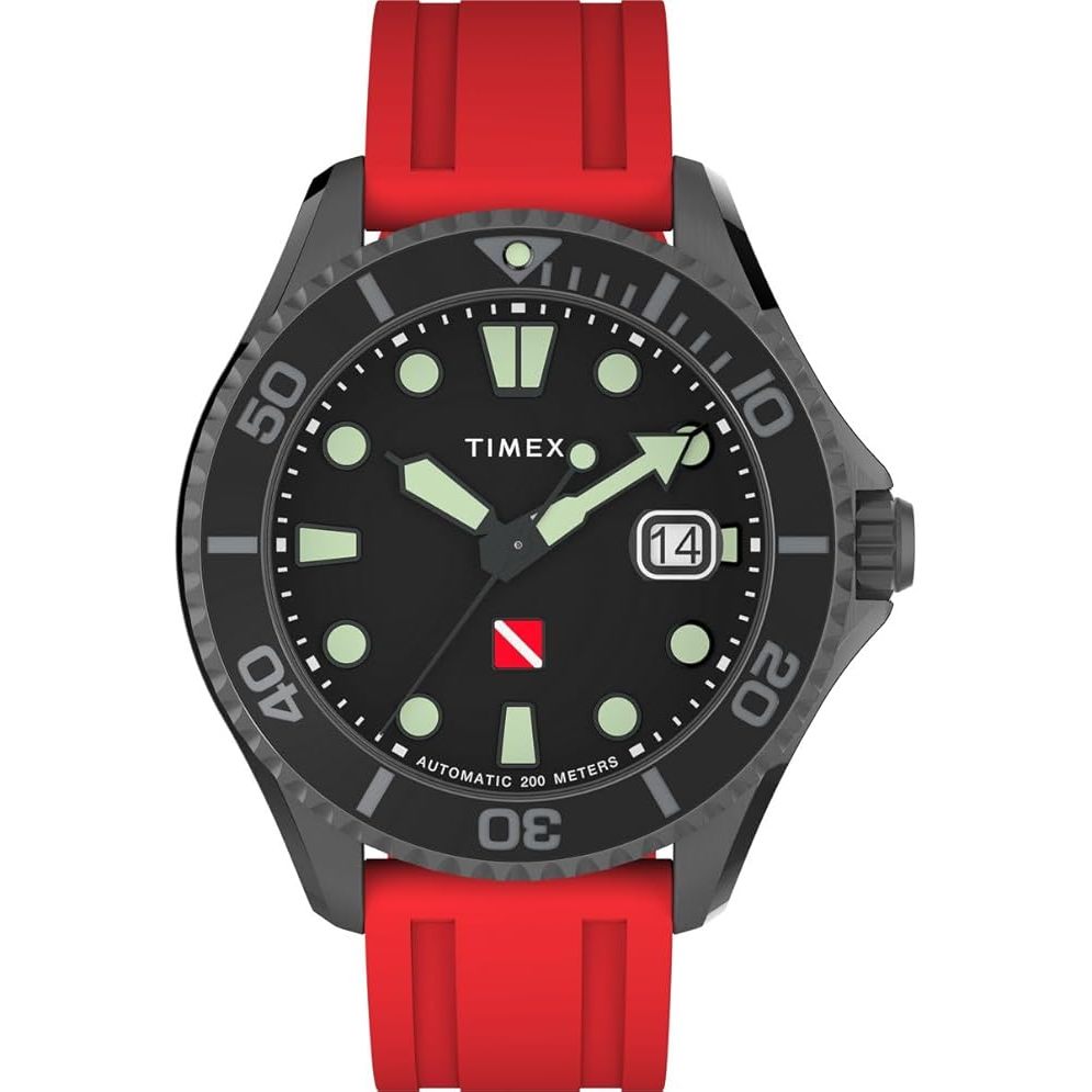 Jual Jam Tangan Pria Timex Deepwater Tiburón Automatic Black Dial Red ...