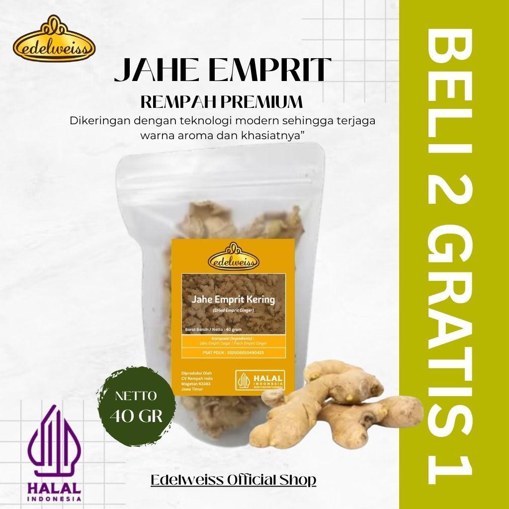 Jual Jahe Emprit Kering 40gr (Dried Emprit Ginger) Edelweiss | Shopee ...