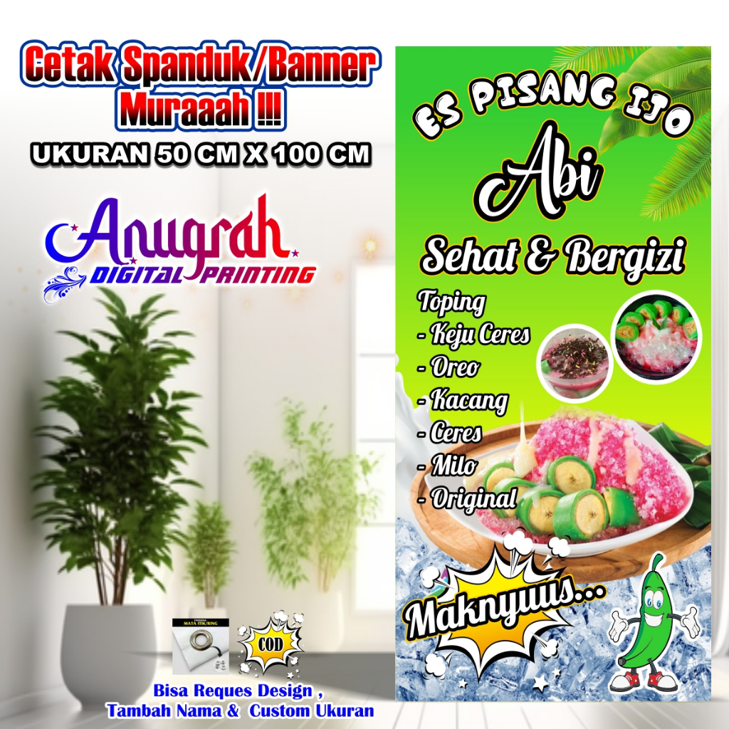 Jual Spanduk Banner Pisang Ijo Ukuran 50 Cm X 100 Cm Warna Bagus ...
