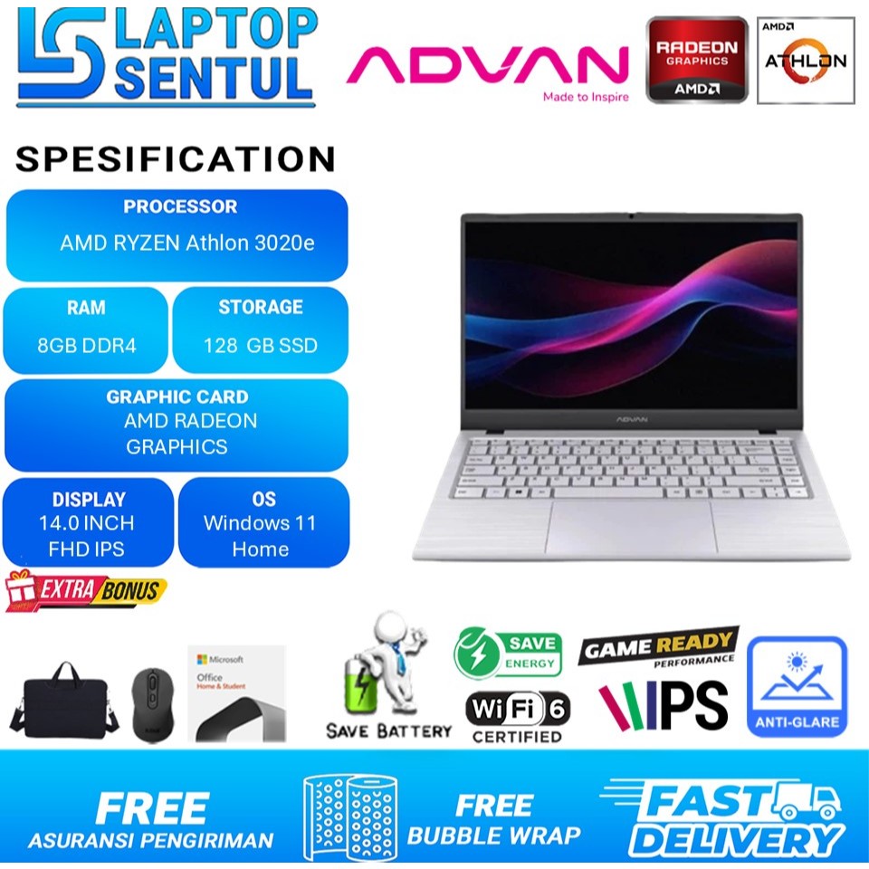 Jual ADVAN SOULMATE X2 AMD 3020E AMD Athlon Silver Ram 8GB 512GB SSD ...