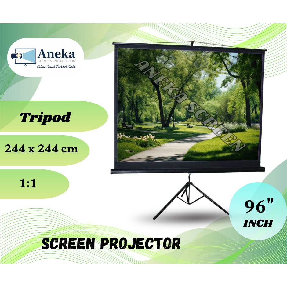 Jual Layar Proyektor Tripod 96 inch Rasio 1:1 | Screen Projector Pakai ...
