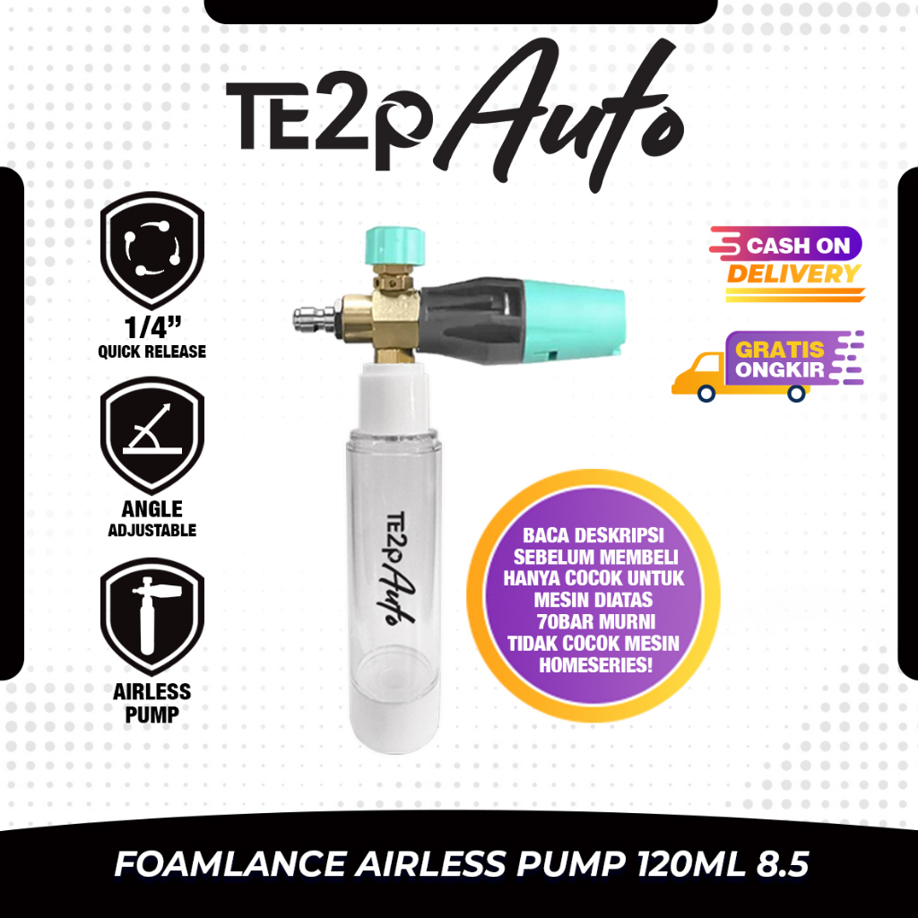 Jual Te2p Auto Foam lance Airless Pump 120ML 8.5 Quick Release Adaptor ...
