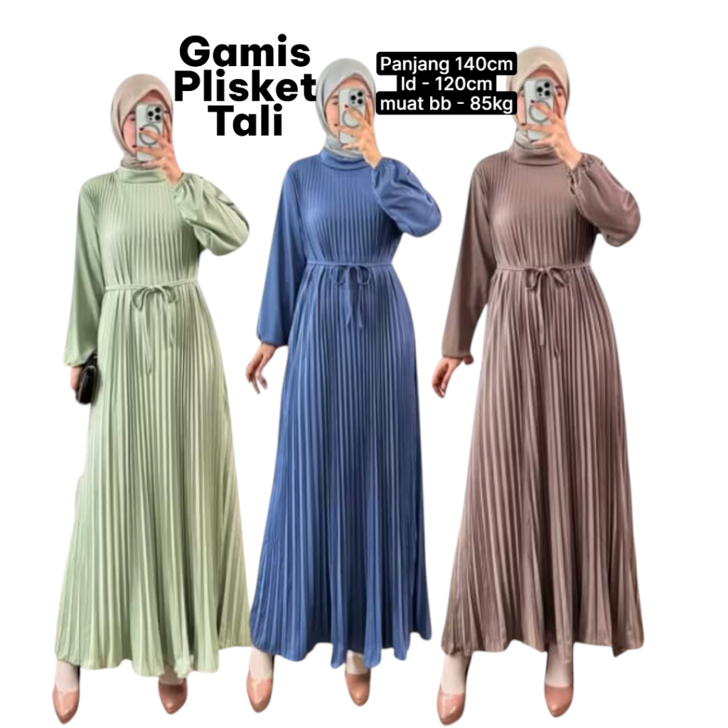 Jual Gamis Plisket Premium Tali Panjang 140cm Mayung Maxi - Dress ...