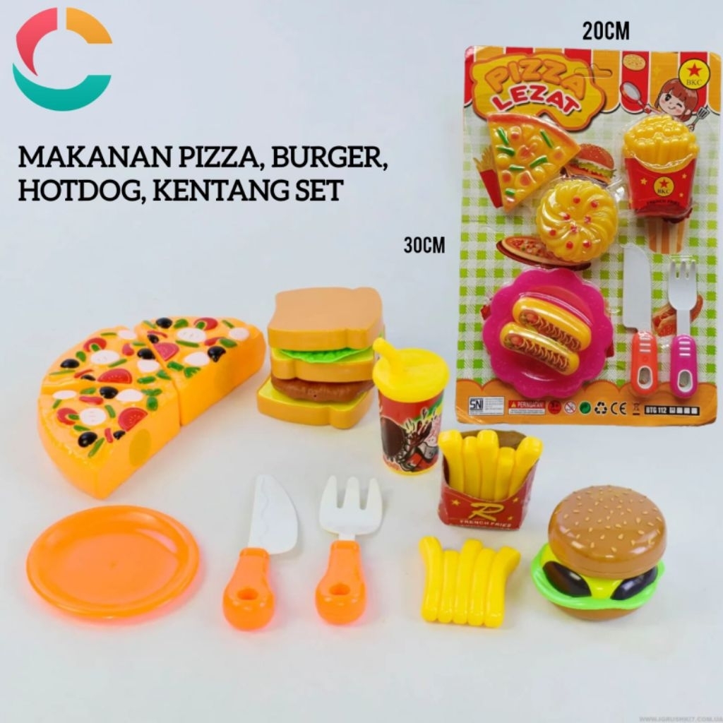 Jual MAINAN MAKANAN PIZZA KENTANG BURGER HOTDOG PIRING SET | Shopee ...
