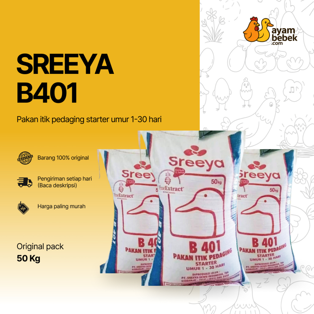 Jual SREEYA B401 | Pakan Itik / Bebek / Mentok Pedaging | GROSIR 20-50 ...