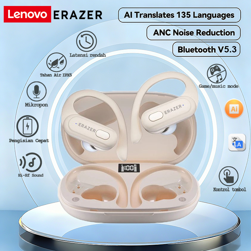 Jual Lenovo ERAZER XT60 Pro V5.3 EarphoneTWS Terjemahan AI Wireless ...