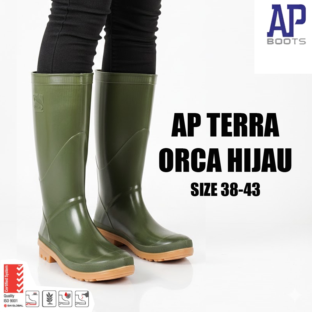 Jual Sepatu boot Karet AP Boots Panjang Orca Hijau Glossy Proyek ...