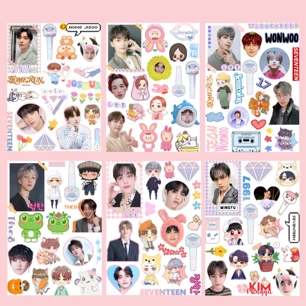 Jual STIKER SEVENTEEN Cute Aesthetic ( Sudah Cutting ) Glossy Anti Air ...