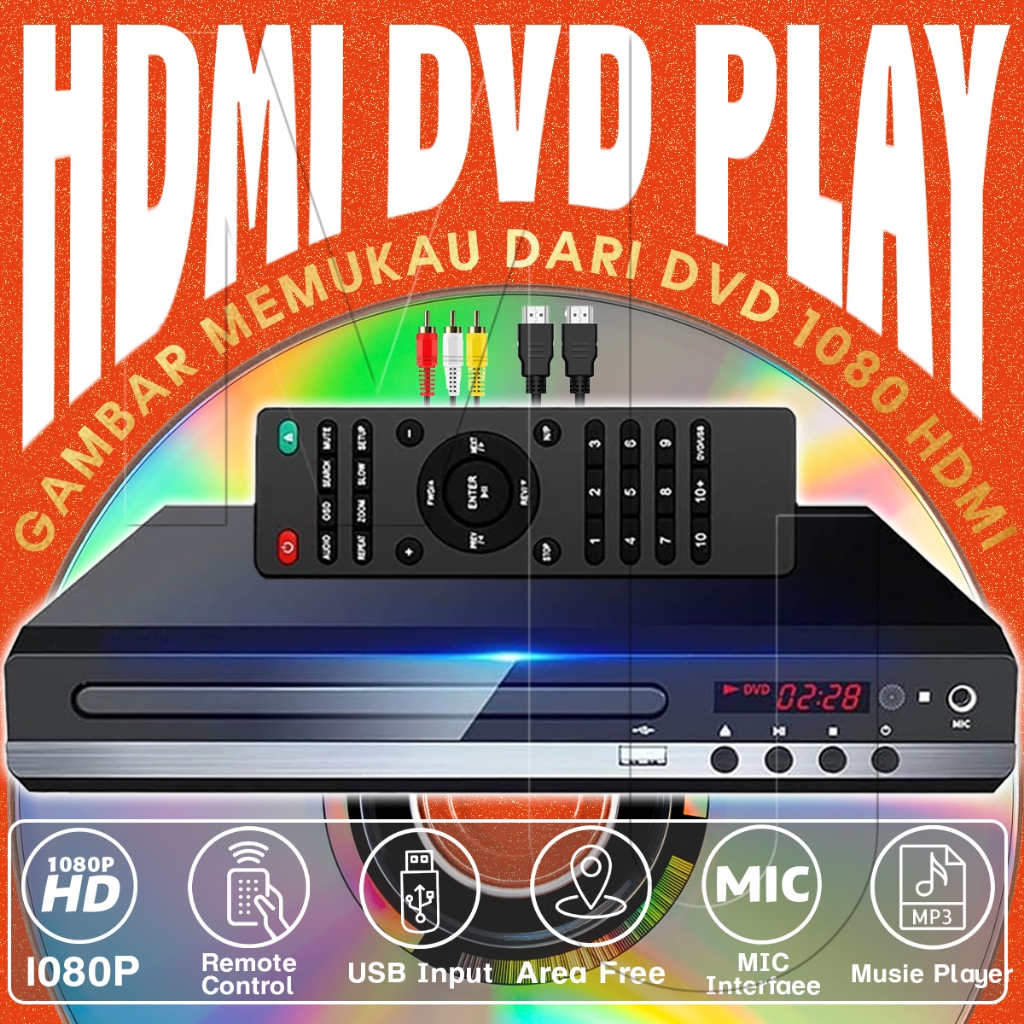 Jual Dvd Media Player Hdmi 1080p Vcd Player Bonus Kabel Hdmi Pemutar ...