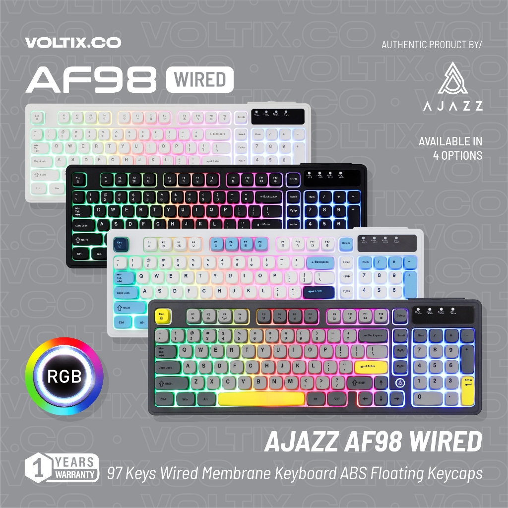 Jual Ajazz AF98 Wired Mechanical Feel Membrane Keyboard Office RGB ...