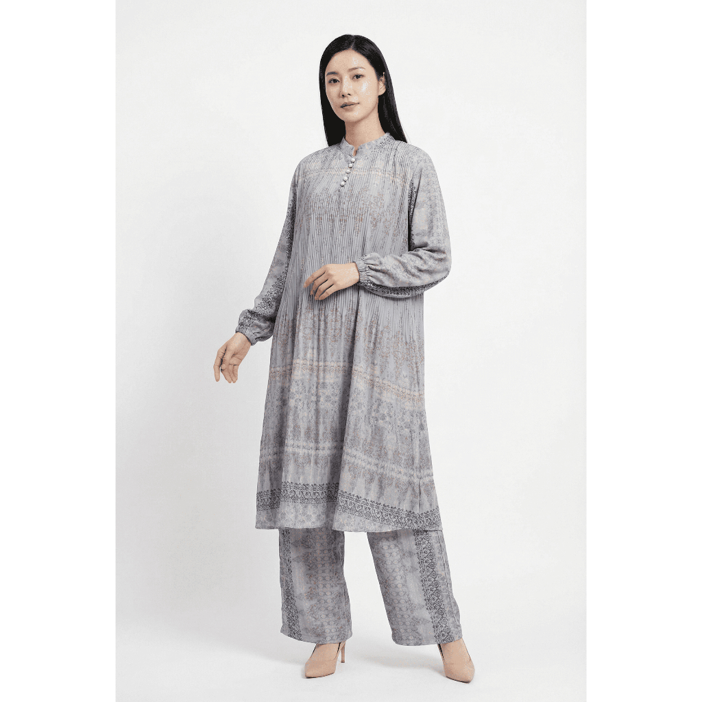 Jual BEAMISH Gamis One Set Wanita Ceruti Plisket Bunga Printing *AG ...