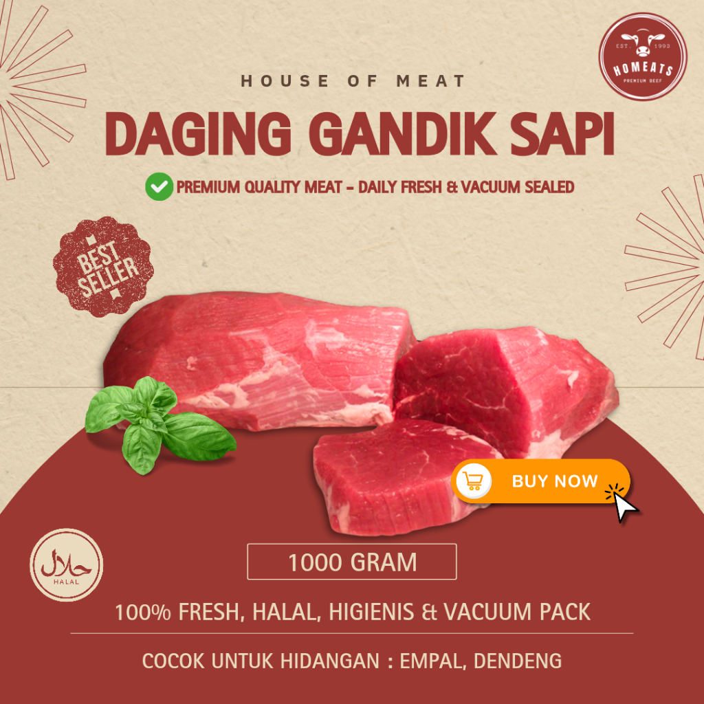 Jual Daging Sapi Gandik 1KG Fresh Premium - Empuk, Vacuum Pack, Cocok ...