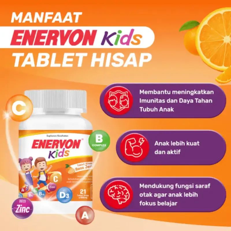 Jual Enervon Kids Tablet 21s – Multivitamin Anak Penambah Nafsu Makan ...