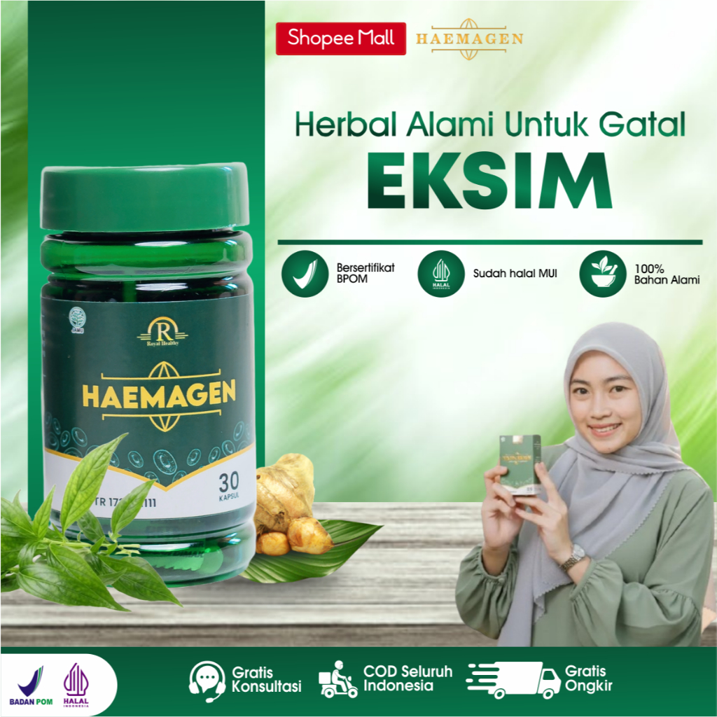 Jual Haemagen Obat Gatal Eksim Alami 1 botol 30 Kapsul | Shopee Indonesia