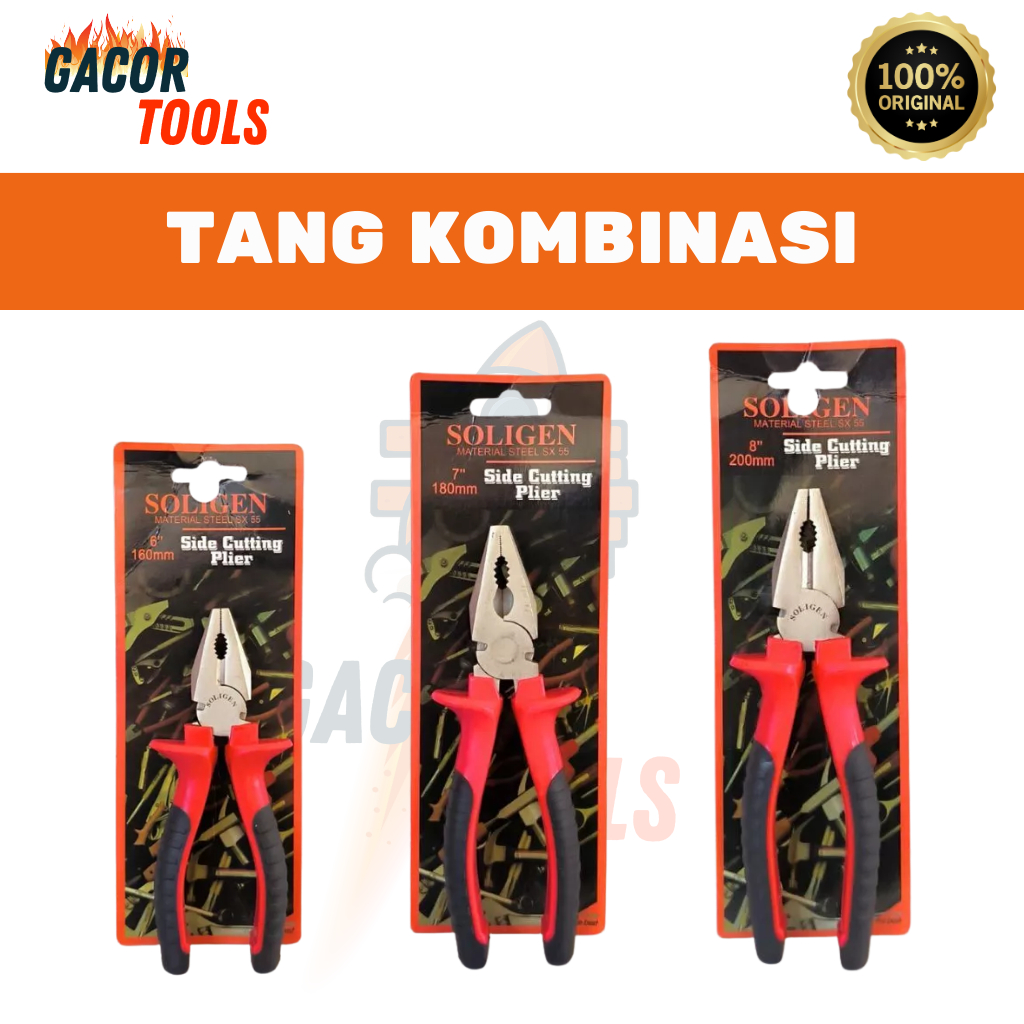 Jual Tang Kombinasi SOLIGEN 6" 7" 8" / Tang Serbaguna Gagang Karet ...