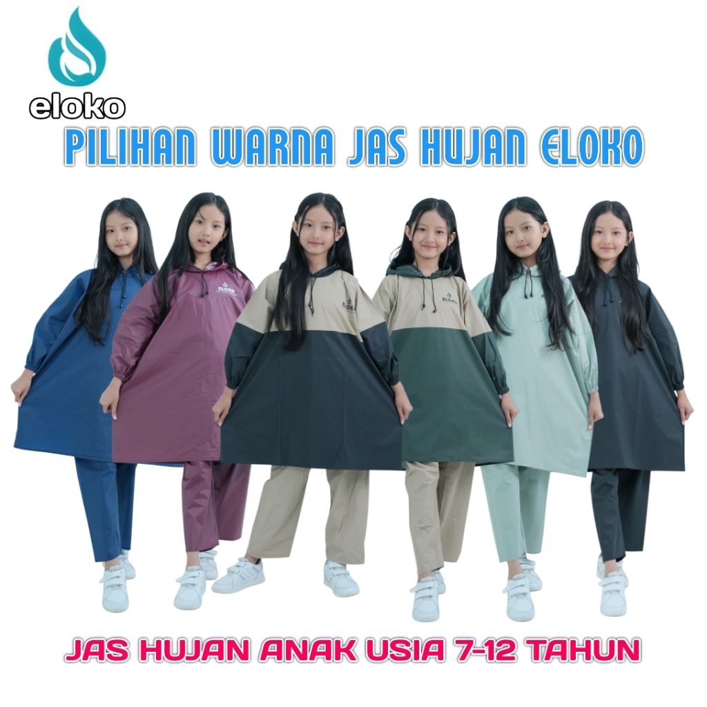 Jual JAS HUJAN ELOKO Setelan Ponco Anak Pria Wanita Terbaik Bahan Karet ...