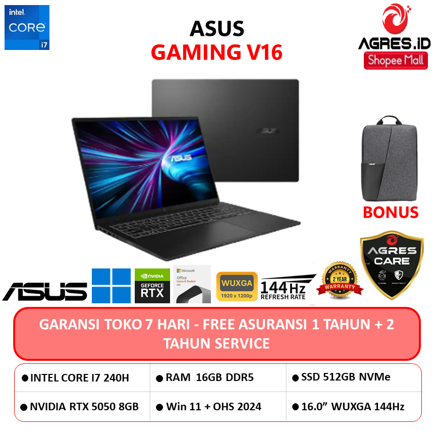 Jual ASUS GAMING V16 V3607VH CORE I7 240H RTX5050 8GB/ 16GB 512GB W11 ...