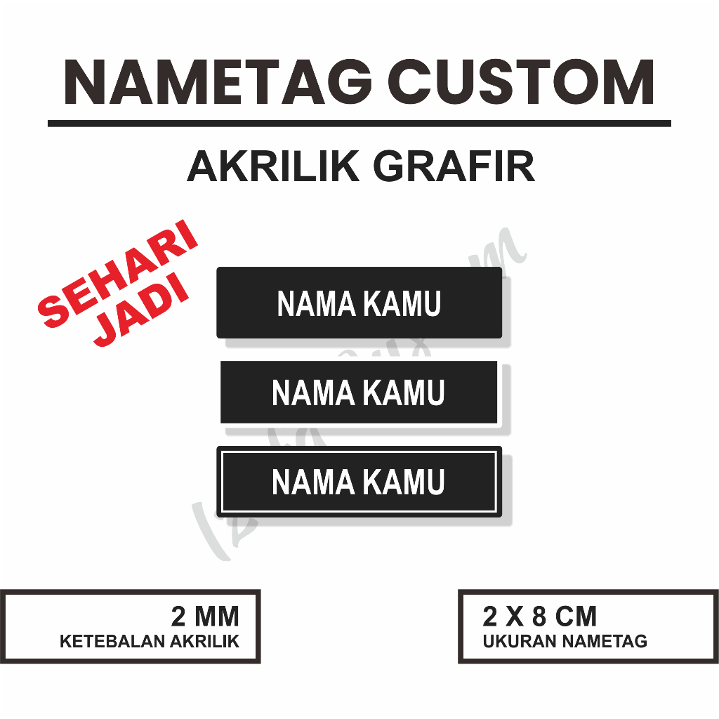 Jual SEHARI JADI !!! NAME TAG GRAFIR LASER Nametag Akrilik Grafir HITAM ...