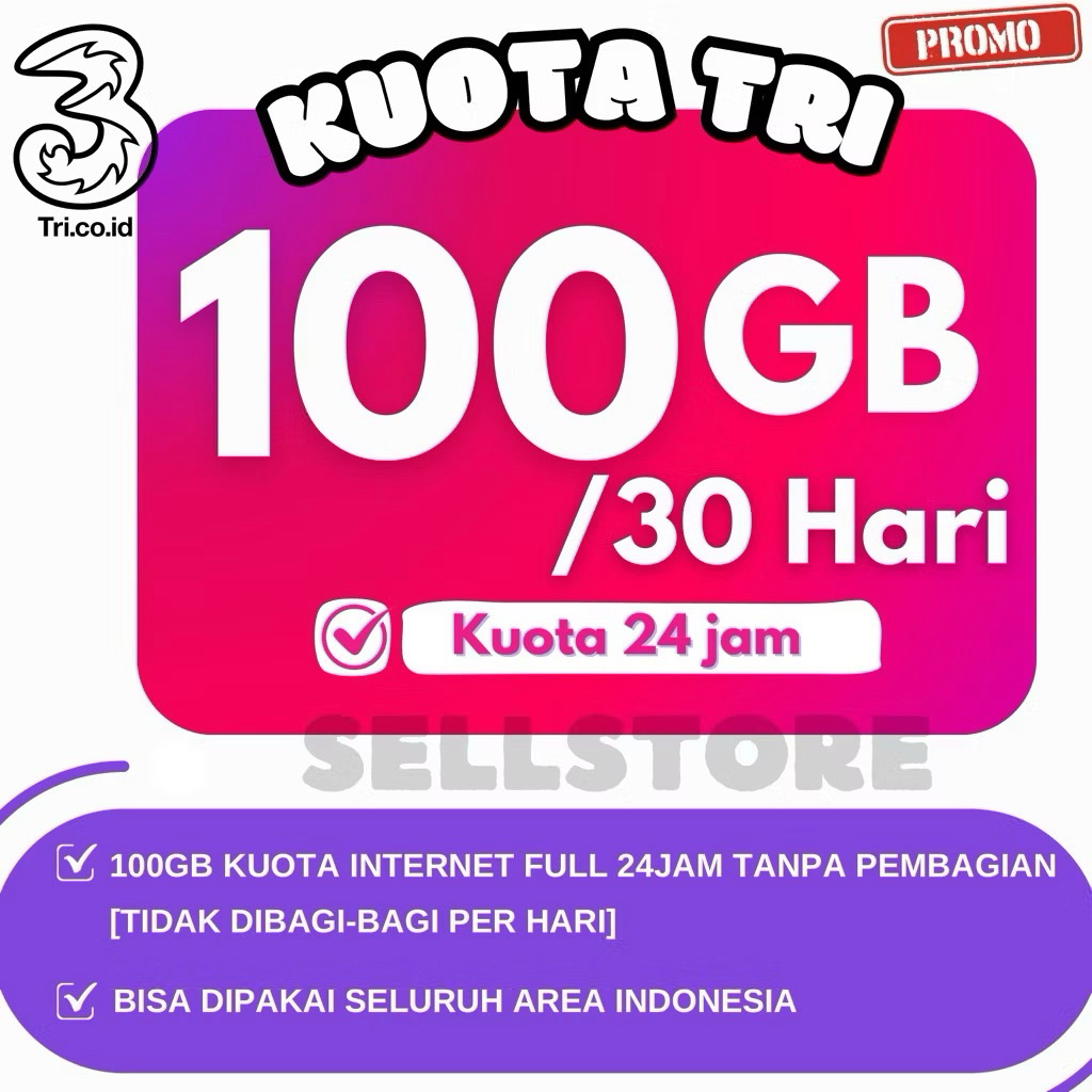 Jual KUOTA TRI 100GB FULL KUOTA INTERNET TANPA PEMBAGIAN | Shopee Indonesia