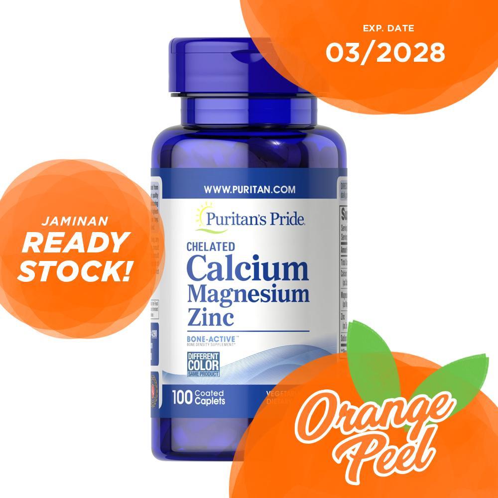 Jual Puritan Pride Chelated Calcium Magnesium Zinc 100/250 Tablets ...