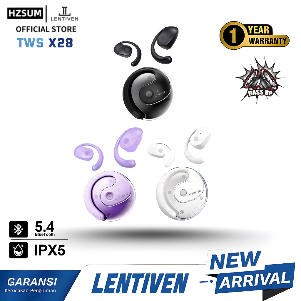 Jual HZSUM LENTIVEN HEADSET Earbuds TWS Wireless Earphone Bluetooth 5.4 ...