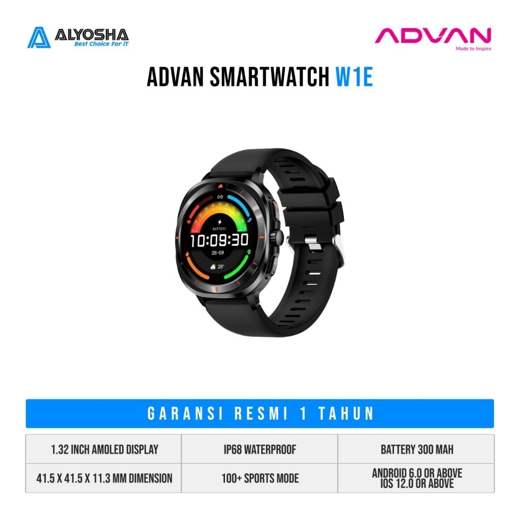 Jual Advan Smartwatch W1e AI Voice Assistant AMOLED Display 1.32 ...