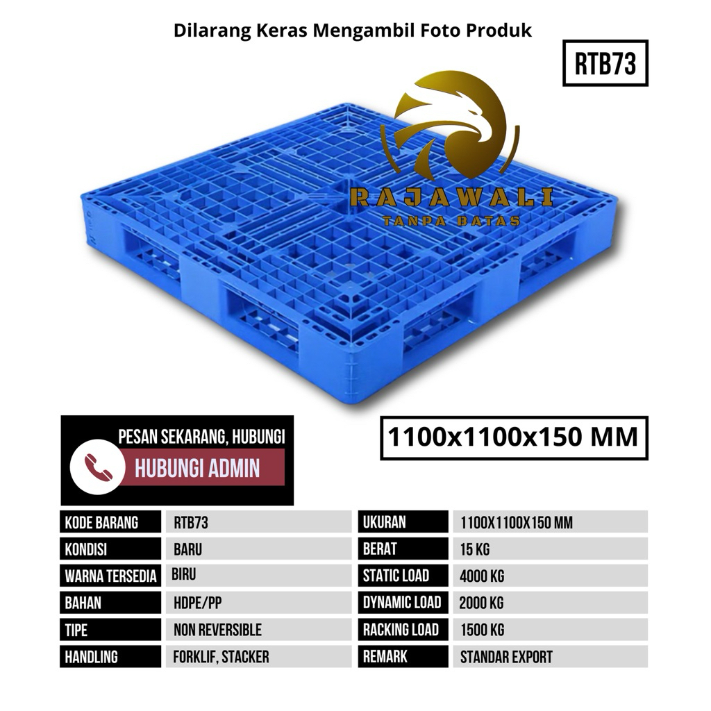 Jual Pallet Plastik Ukuran 1100x1100x150 mm - PRP73 - Biru | Shopee ...