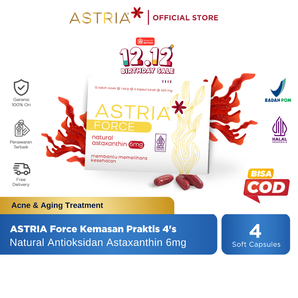 Jual ASTRIA Force Suplemen Antioksidan Natural Astaxanthin 6mg Kemasan ...