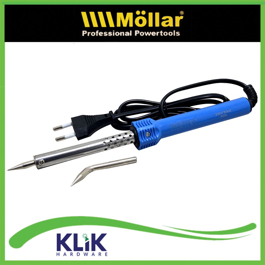 Jual MOLLAR Solder Listrik 45 Watt - Soldering Iron Isi 2 Mata Solder ...