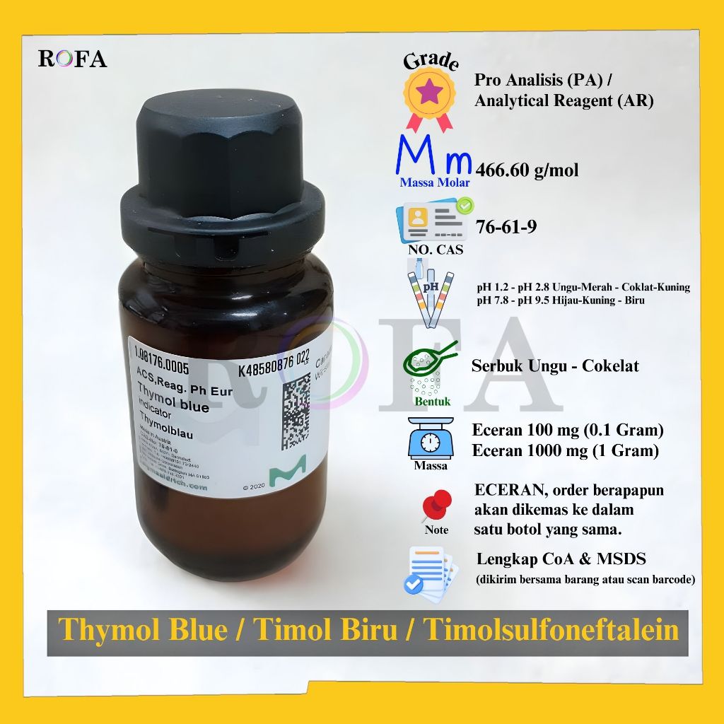 Jual Thymol Blue / Timol Biru / Timolsulfoneftalein / C27H30O5S Pro ...