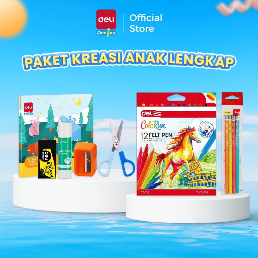 Jual Deli Genius Paket Kreasi Anak / Kertas Origami Lem 9 gram ...
