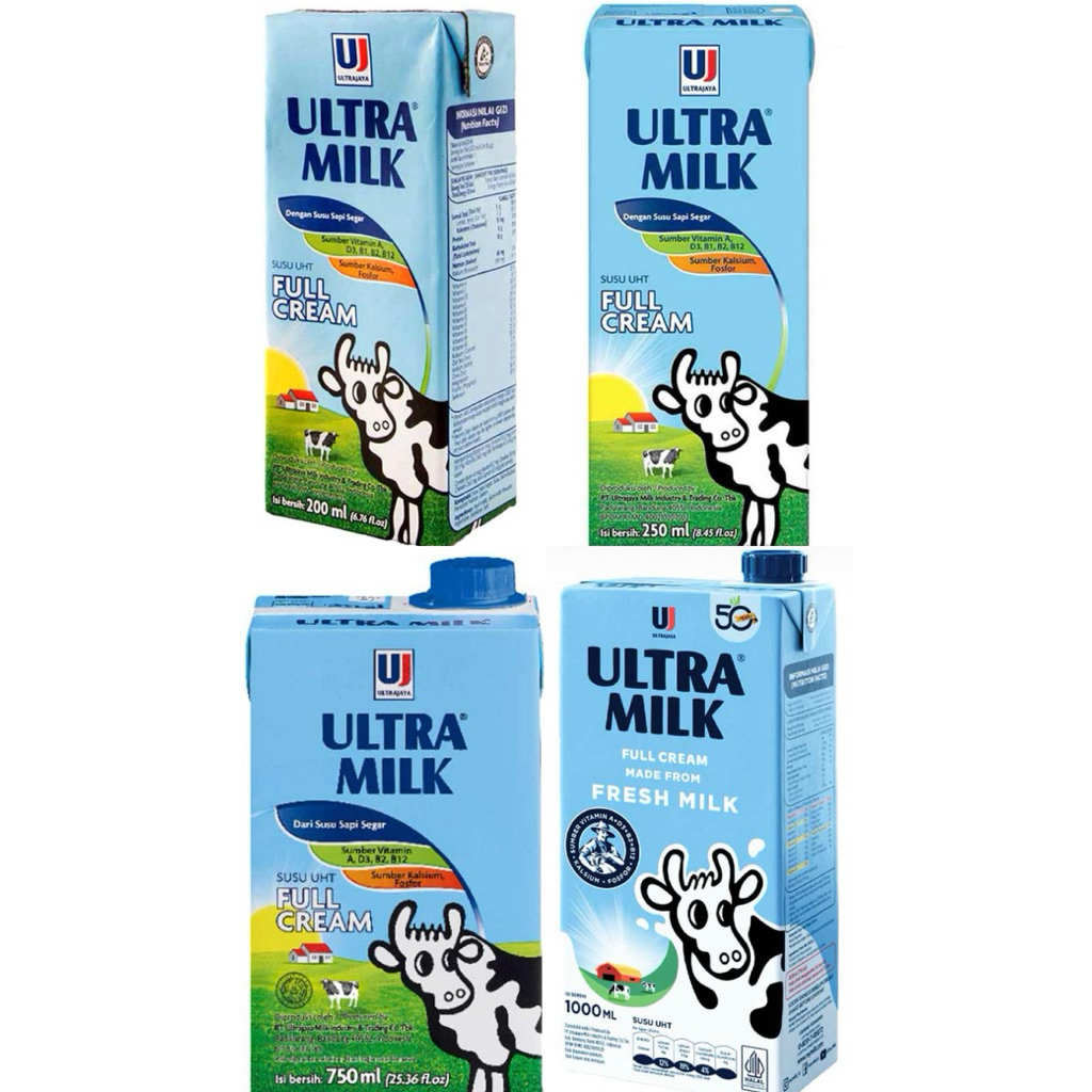 Jual Ultra Milk Susu UHT Full Cream Kotak 200/250/750/1L | Shopee Indonesia
