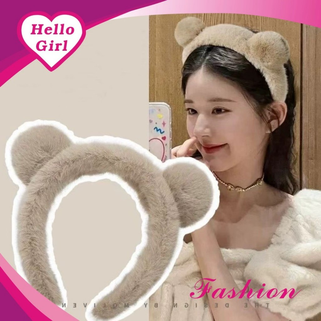 Jual (Hello Girls )B08 Bando Wanita Karakter Telinga Beruang Pom Pom ...