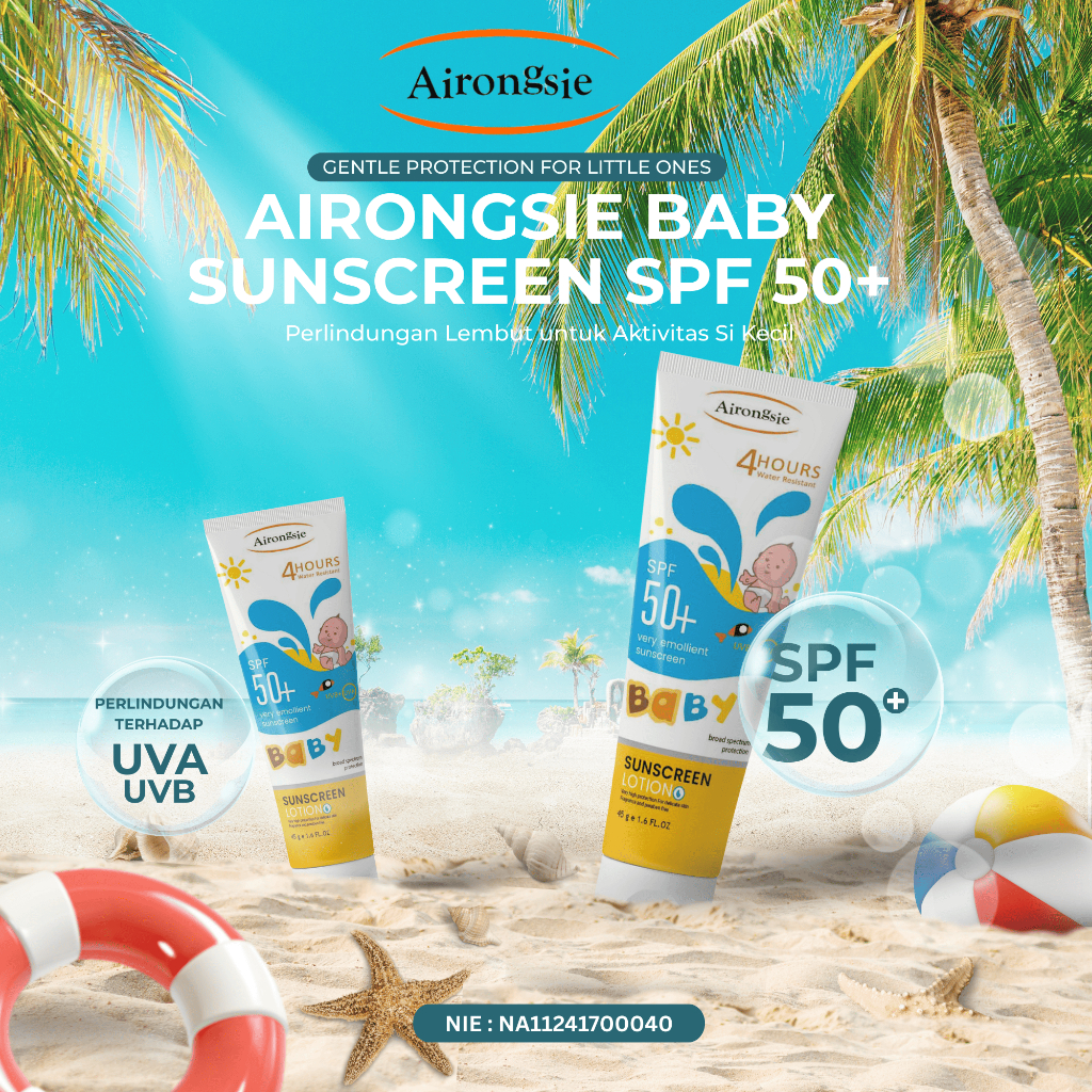 Jual Sunscreen Anak Airongsie SPF50+ PA+++ Krim Pelindung Kulit Bayi ...
