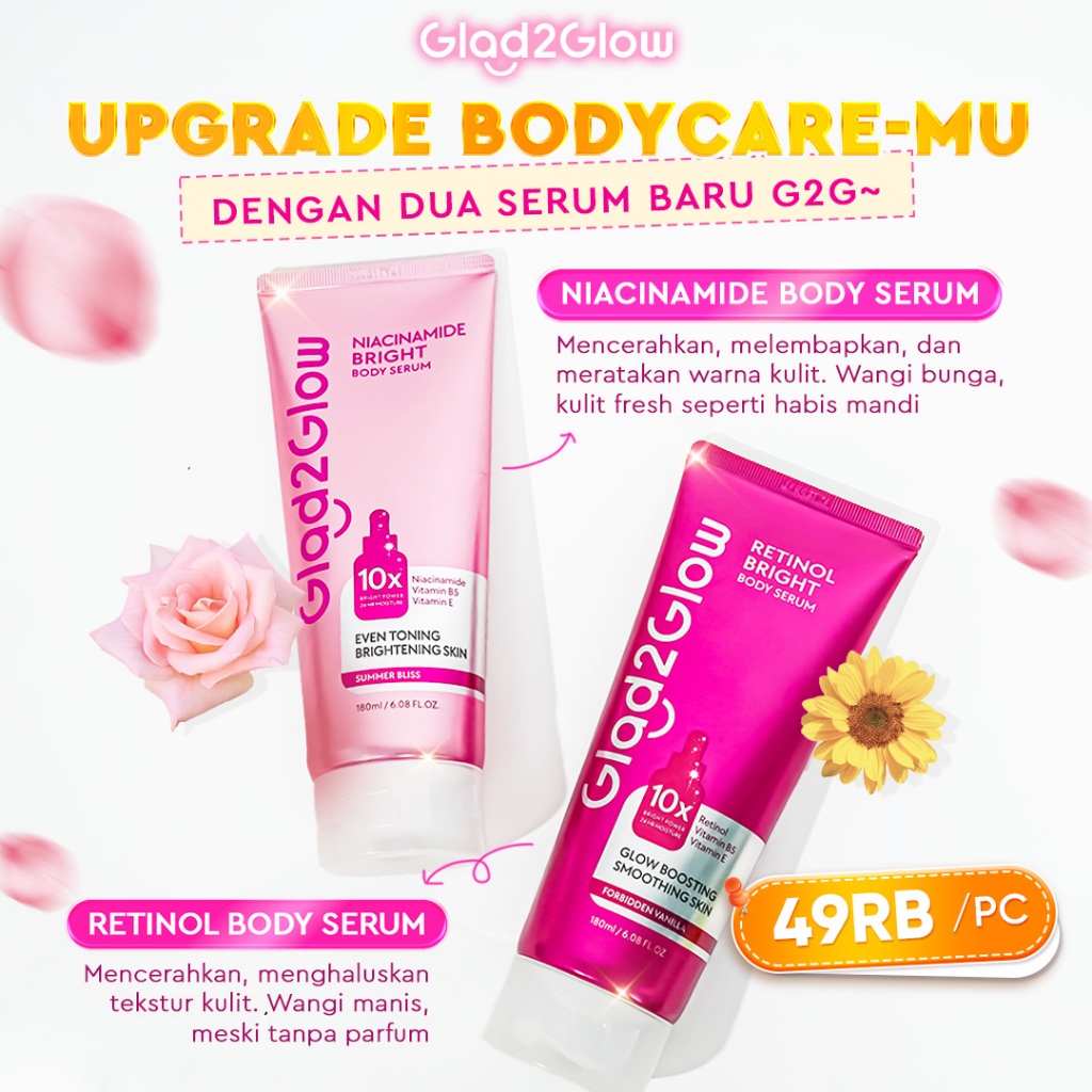 Jual [ New Launch ]GLAD2GLOW NIACINAMIDE/RETIONL BRIGHT BODY SERUM 10X ...