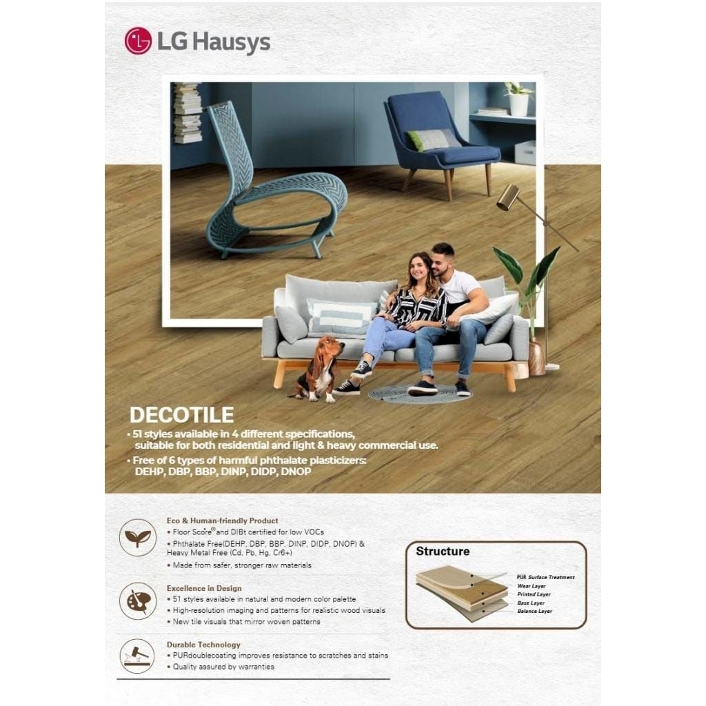 Jual LG Decotile Tebal 3mm Lantai Vinyl 3mm plank made in Korea ...
