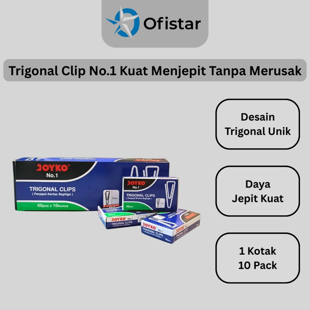 Jual Ofistar - Joyko Trigonal Clip No.1 / Paper Clip Segitiga Penjepit ...