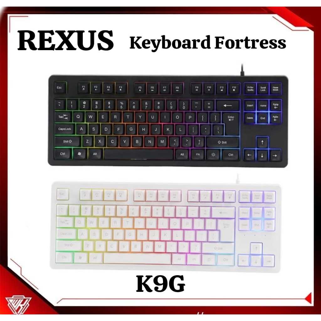 Jual Rexus Keyboard Fortress K9G hitam/putih | Shopee Indonesia
